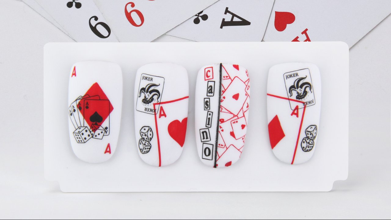 Nail art with French-suited playing card motif - Online course ...