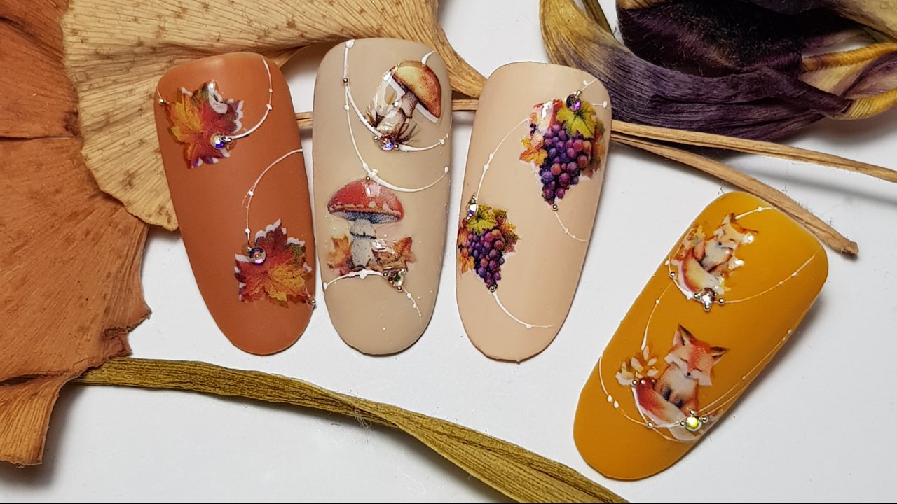 Colourful sticker nail art for autumn - Online course - Nailstamping