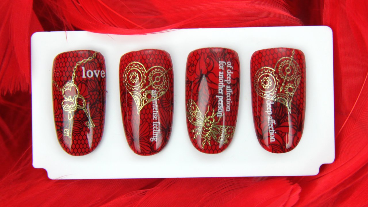 Elegant Valentine's Steampunk Nail Art - Nailstamping